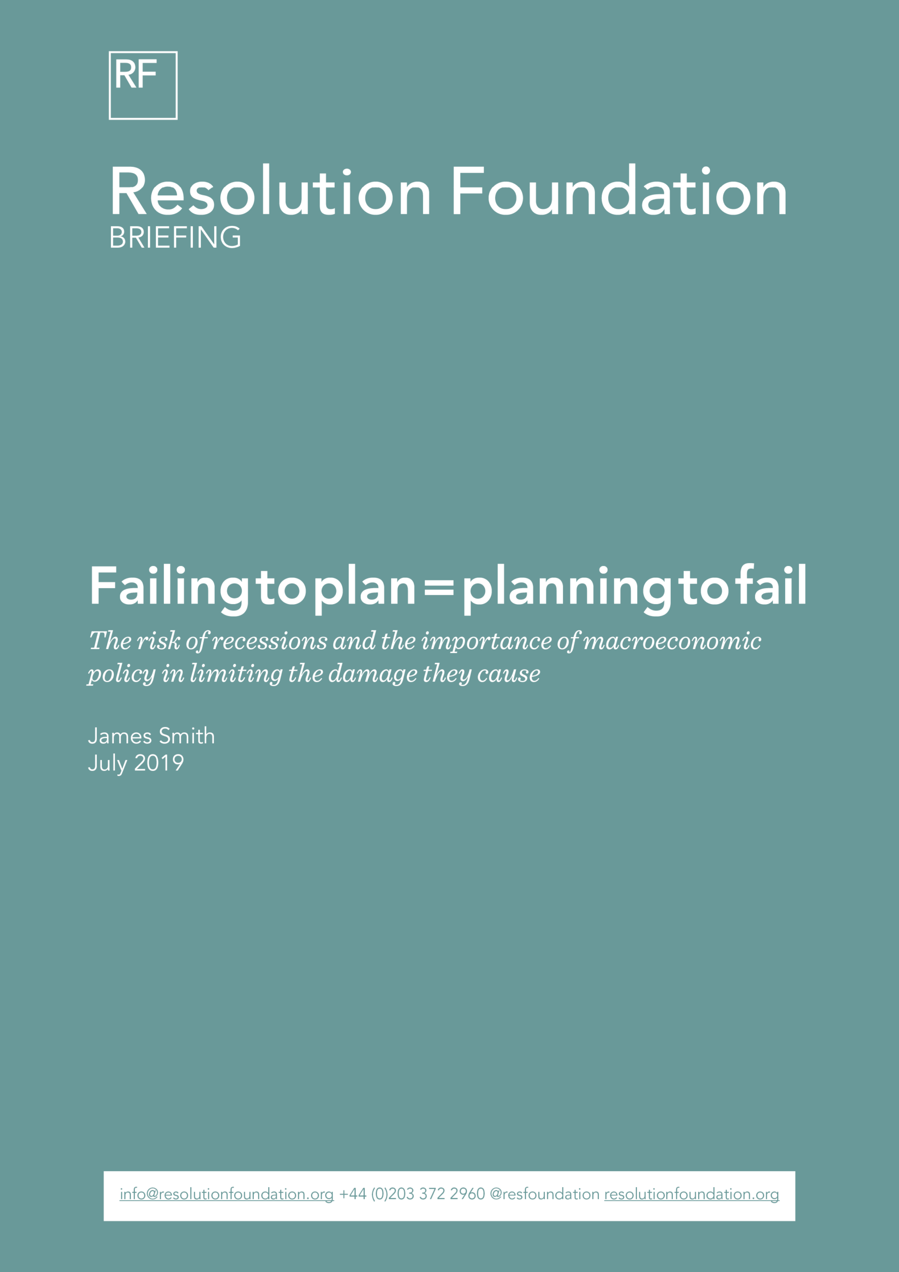 Failing to plan = planning to fail • Resolution Foundation